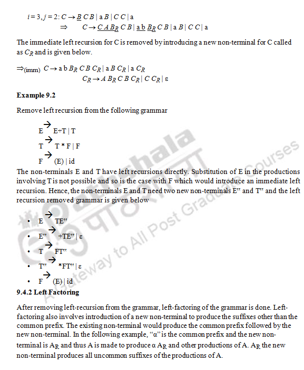 Top Down Parser – Pre-processing – Compiler Design