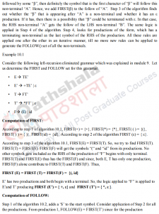 Top Down Parser – FIRST(), FOLLOW(), Parsing Table – Compiler Design