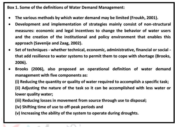 Water Demand – Water resources and management