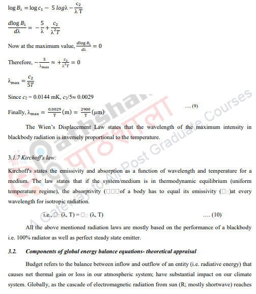 Radiation Budget of Earth – Atmospheric Processes