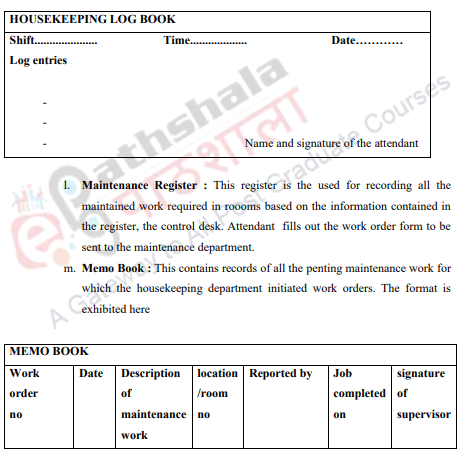 DIFFERENT RECORDS & REGISTERS MAINTAINED IN THE HOUSEKEEPING DEPARTMENT ...