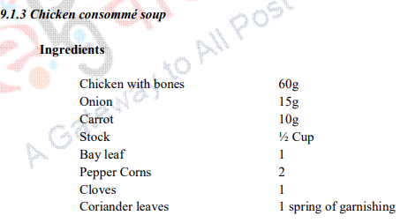 Preparation of Soups – Quantity food production