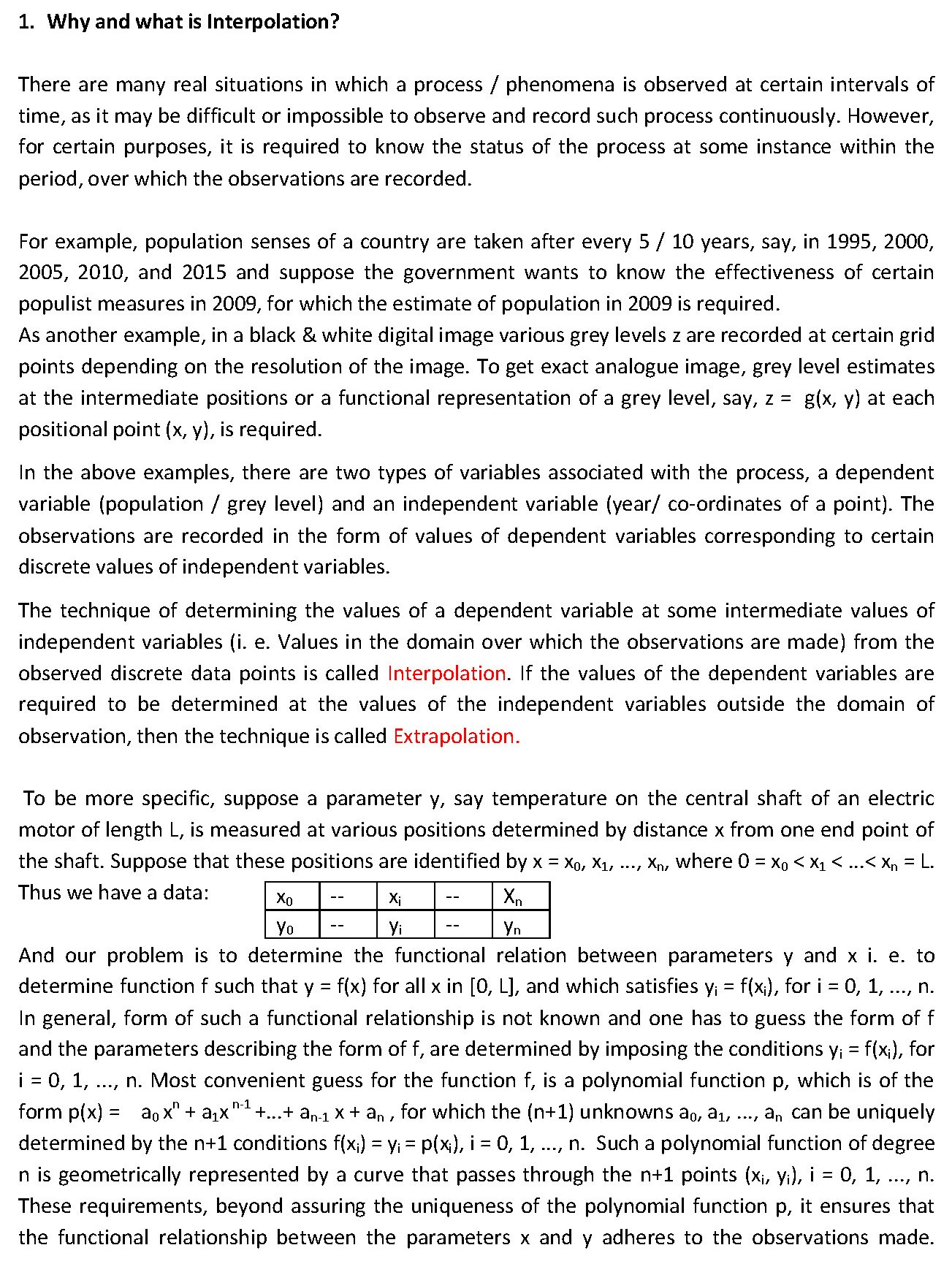 Introduction and Lagrange Interpolation – Numerical Methods