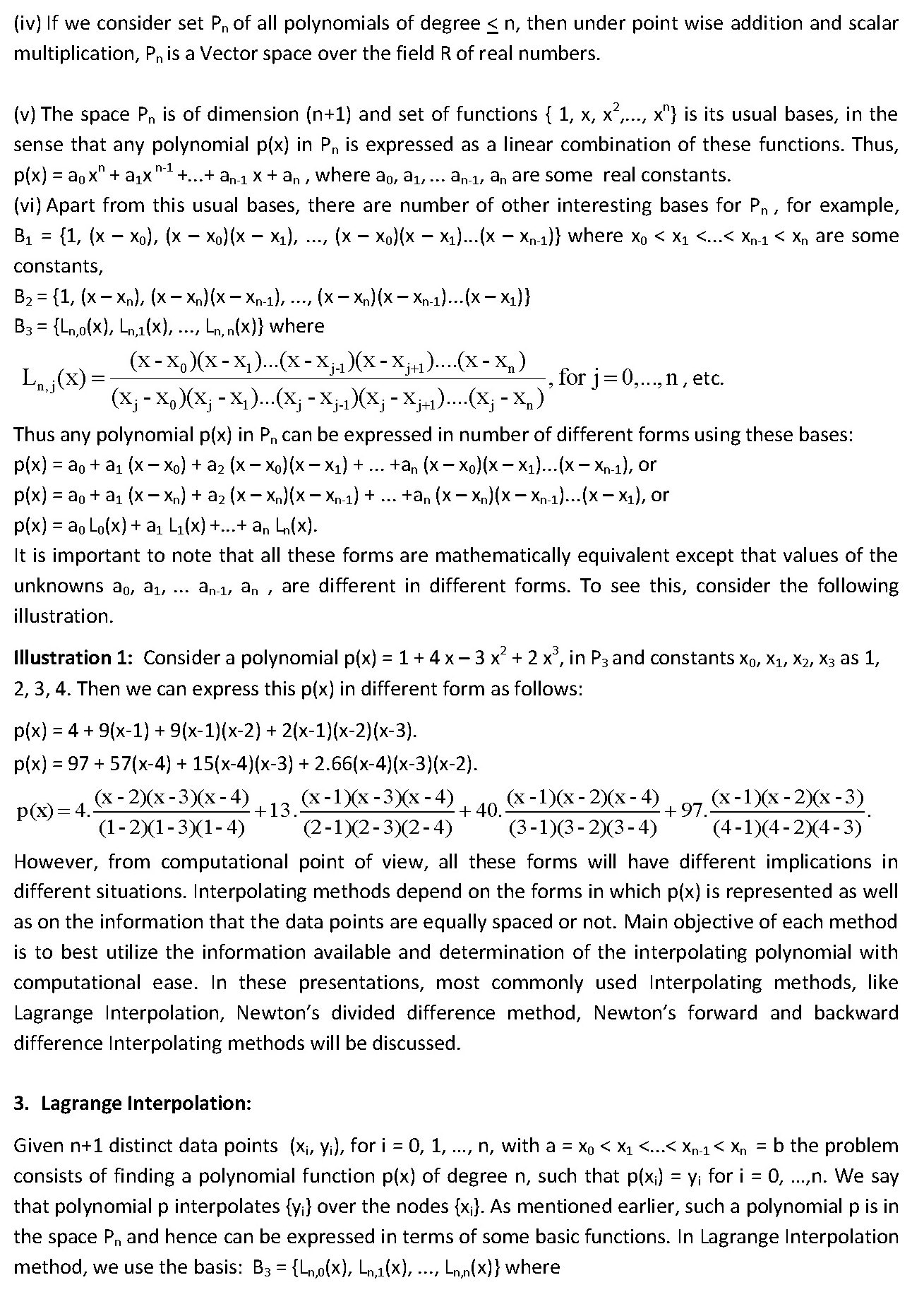 Introduction and Lagrange Interpolation – Numerical Methods
