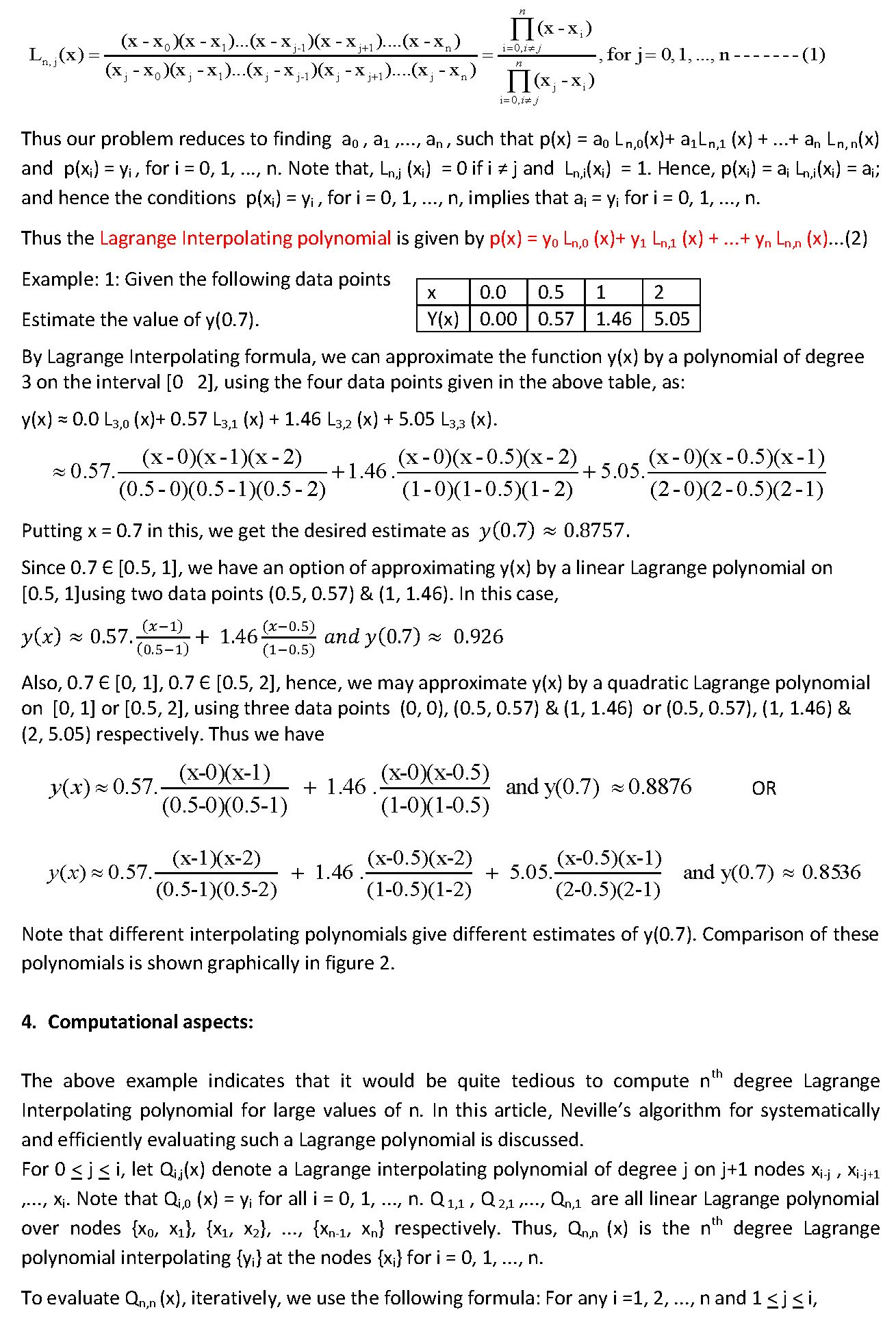 Introduction and Lagrange Interpolation – Numerical Methods