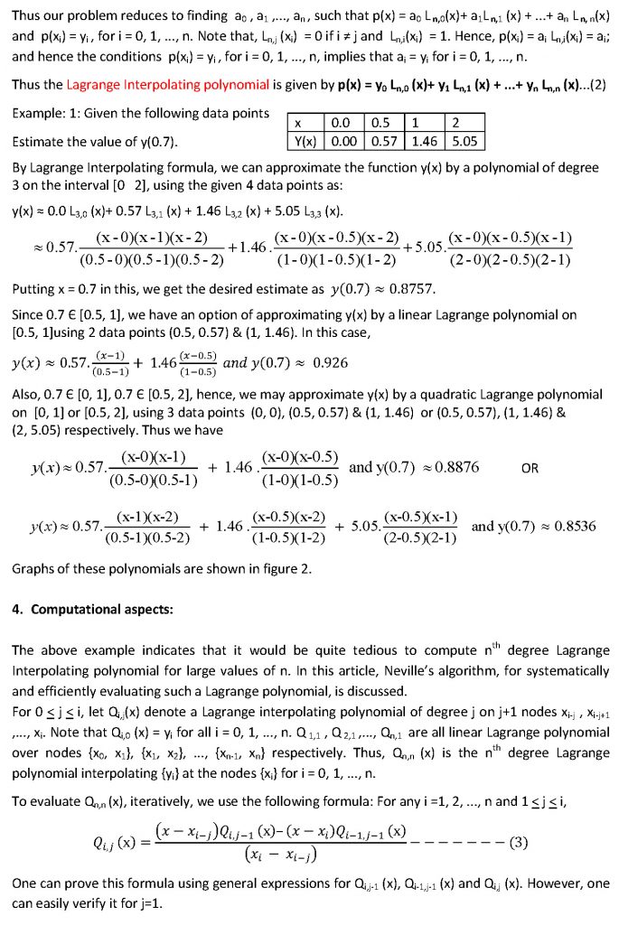 Lagrange Interpolation – Numerical Methods