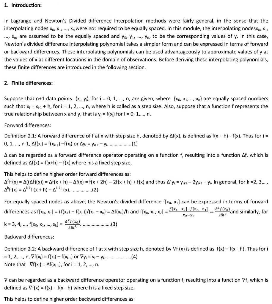 Interpolation With Equally Spaced Nodes 1 Numerical Methods