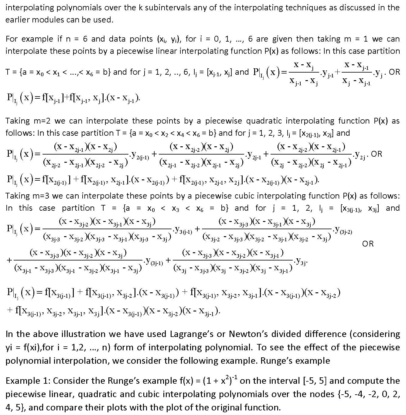 Piecewise Polynomial Interpolation – Numerical Methods
