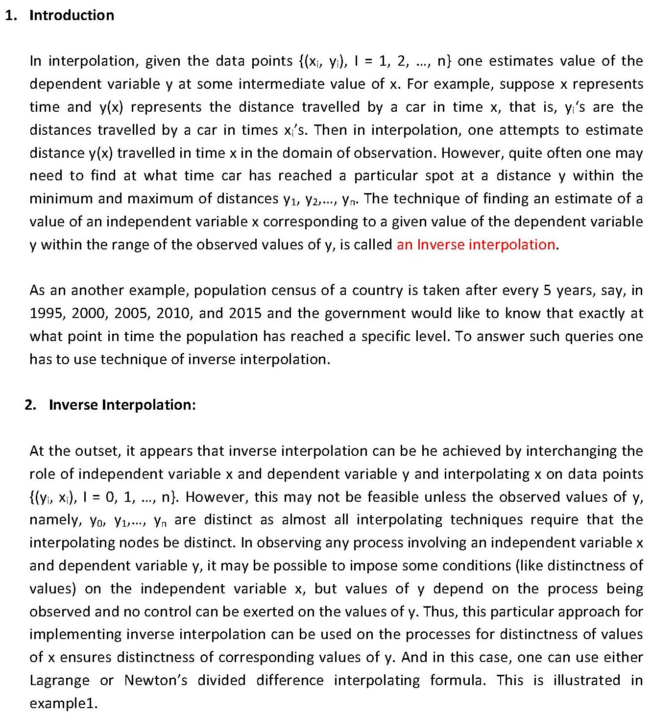 Inverse Interpolation – Numerical Methods