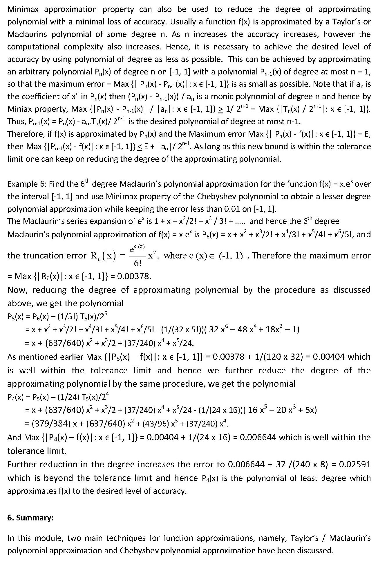 Function Approximation Numerical Methods