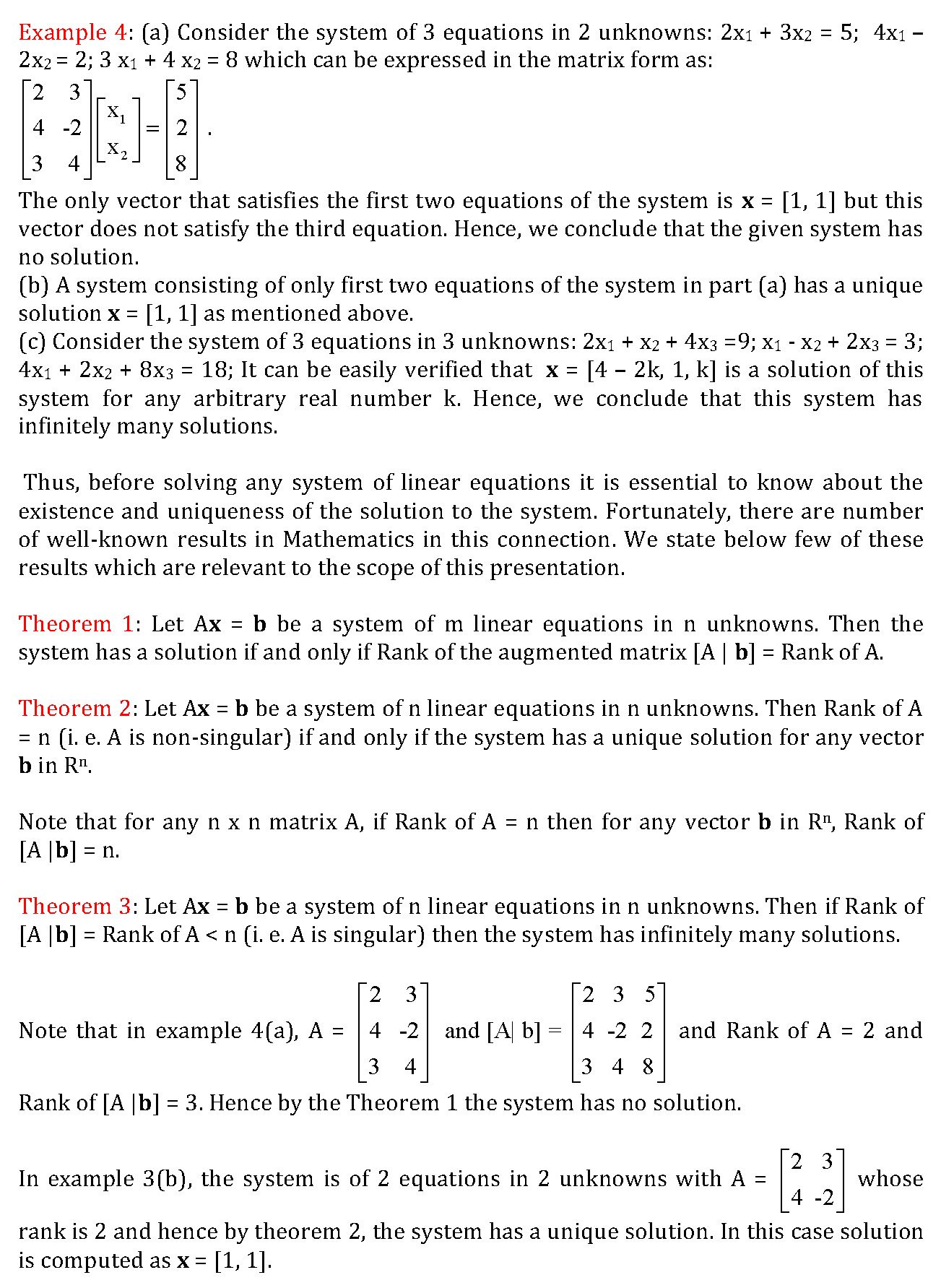 Systems of Linear equations: Motivation and Introduction II – Numerical Methods