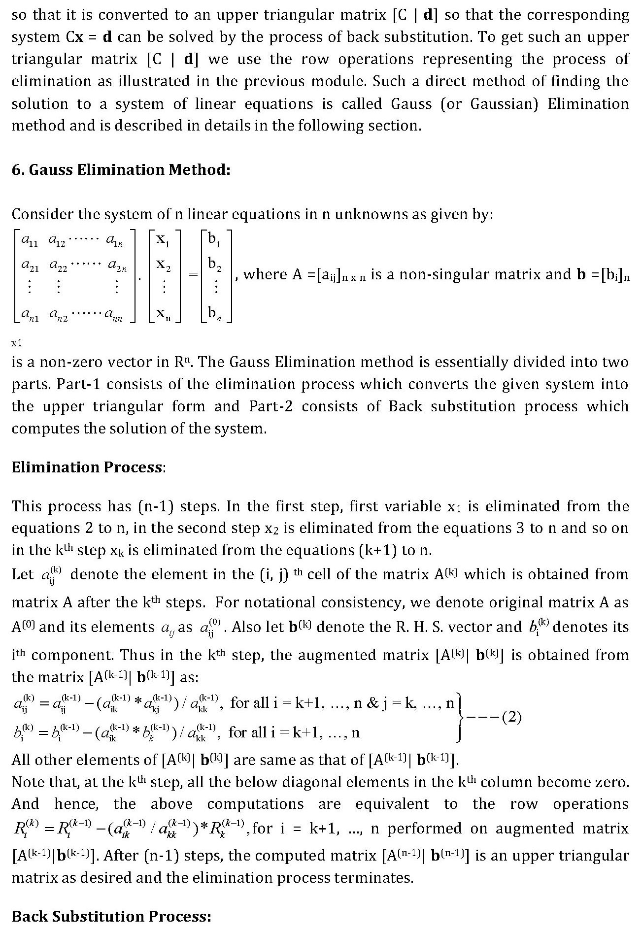 Systems of Linear equations: Motivation and Introduction II – Numerical Methods