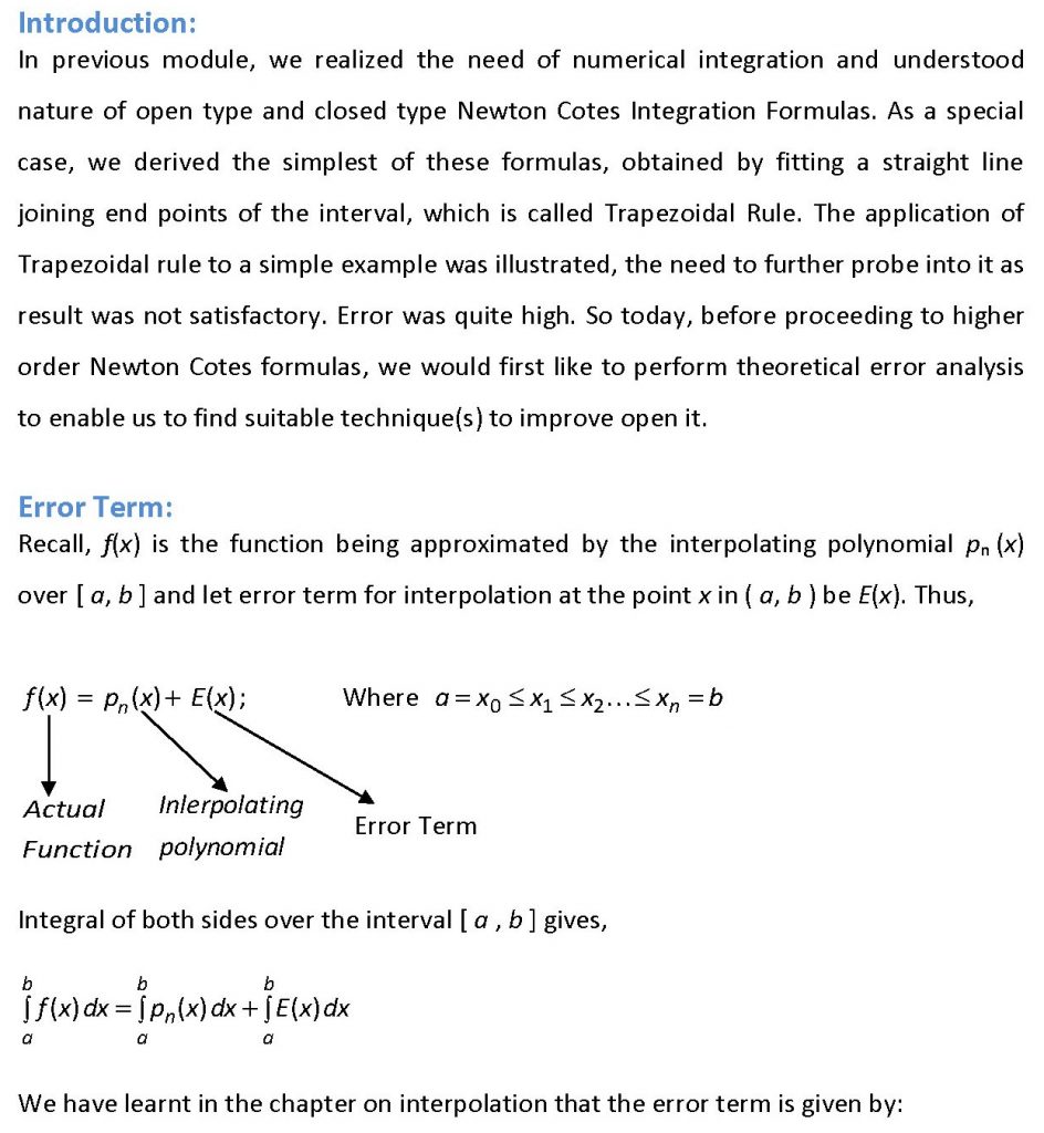 Trapezoidal Rule and its Error Term – Numerical Methods