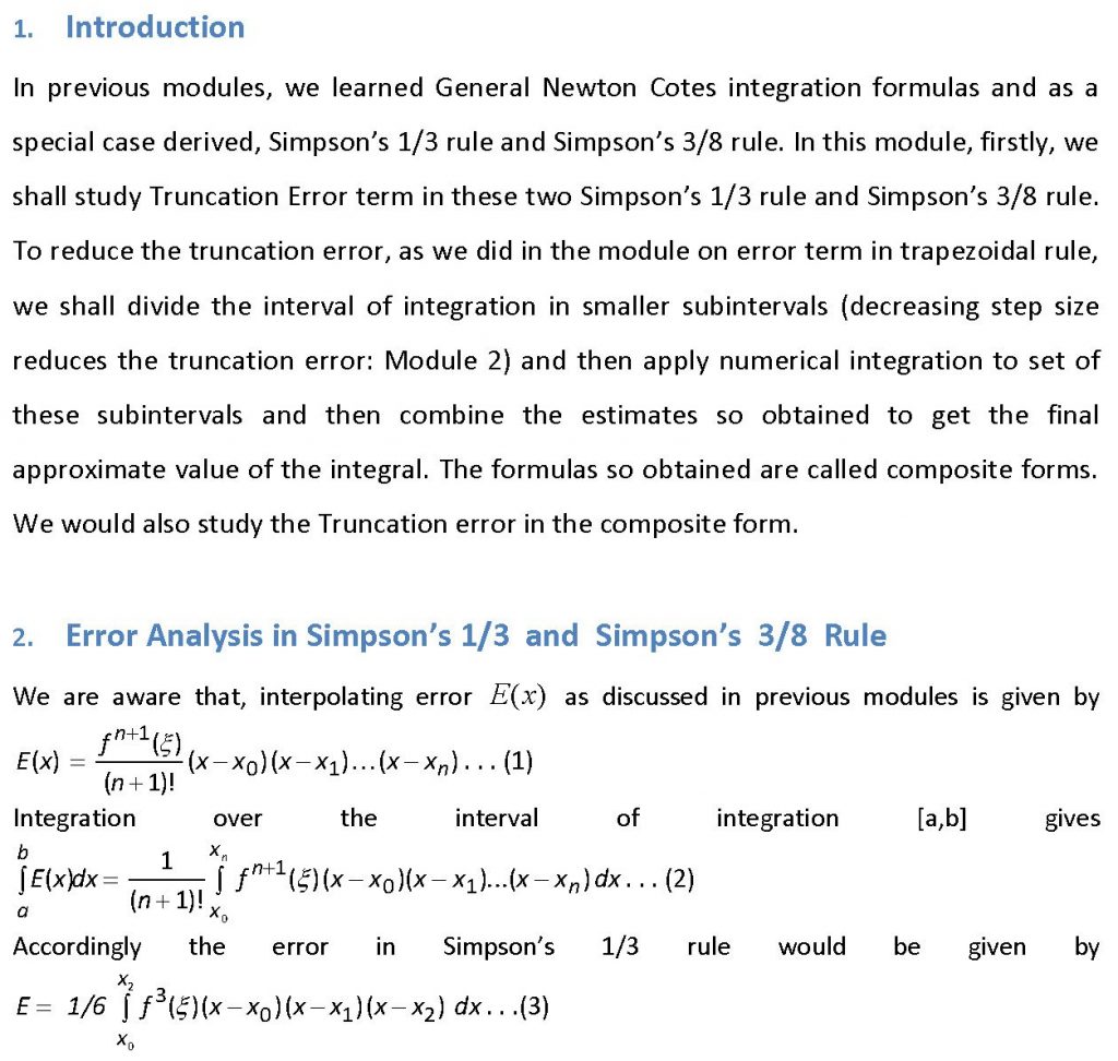 Error Analysis in Composite Simpsons 1/3 and 3/8 rule – Numerical Methods