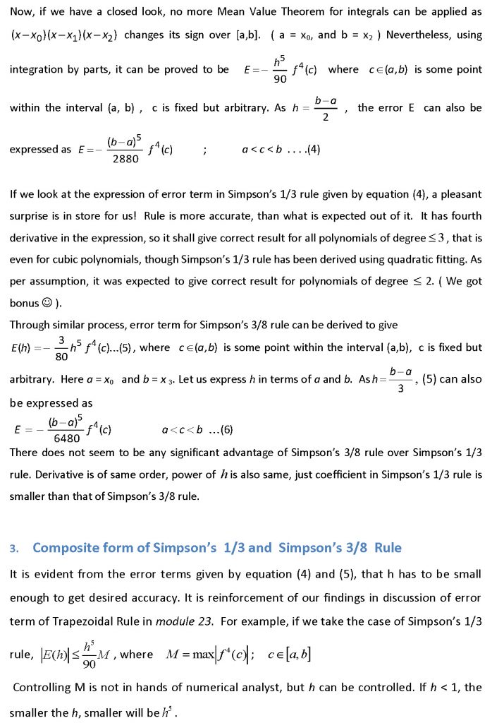 Error Analysis in Composite Simpsons 1/3 and 3/8 rule – Numerical Methods