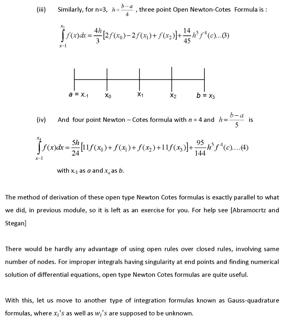 Open Integration formulas: Gauss Quadrature – Numerical Methods