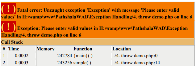 Exception Handling – Web Application Development- II