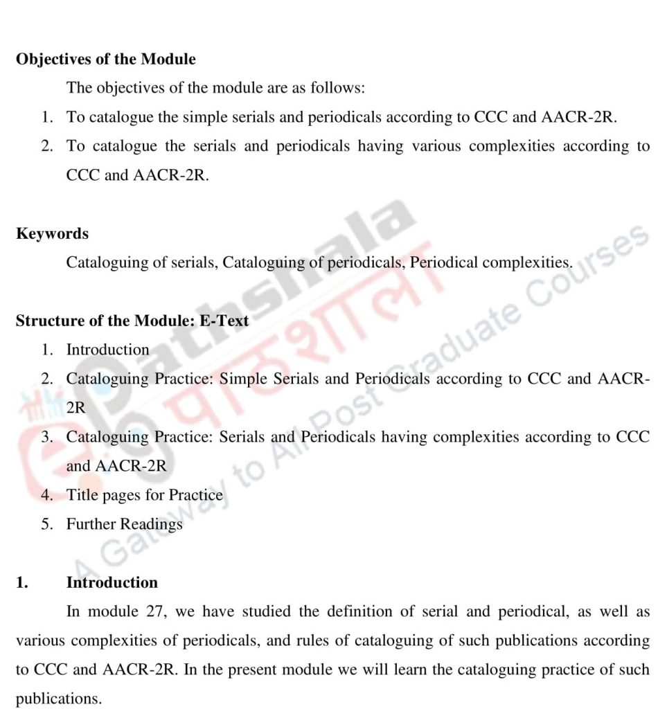 CATALOGUING PRACTICE OF PERIODICAL AND SERIAL PUBLICATIONS IN CCC AND ...