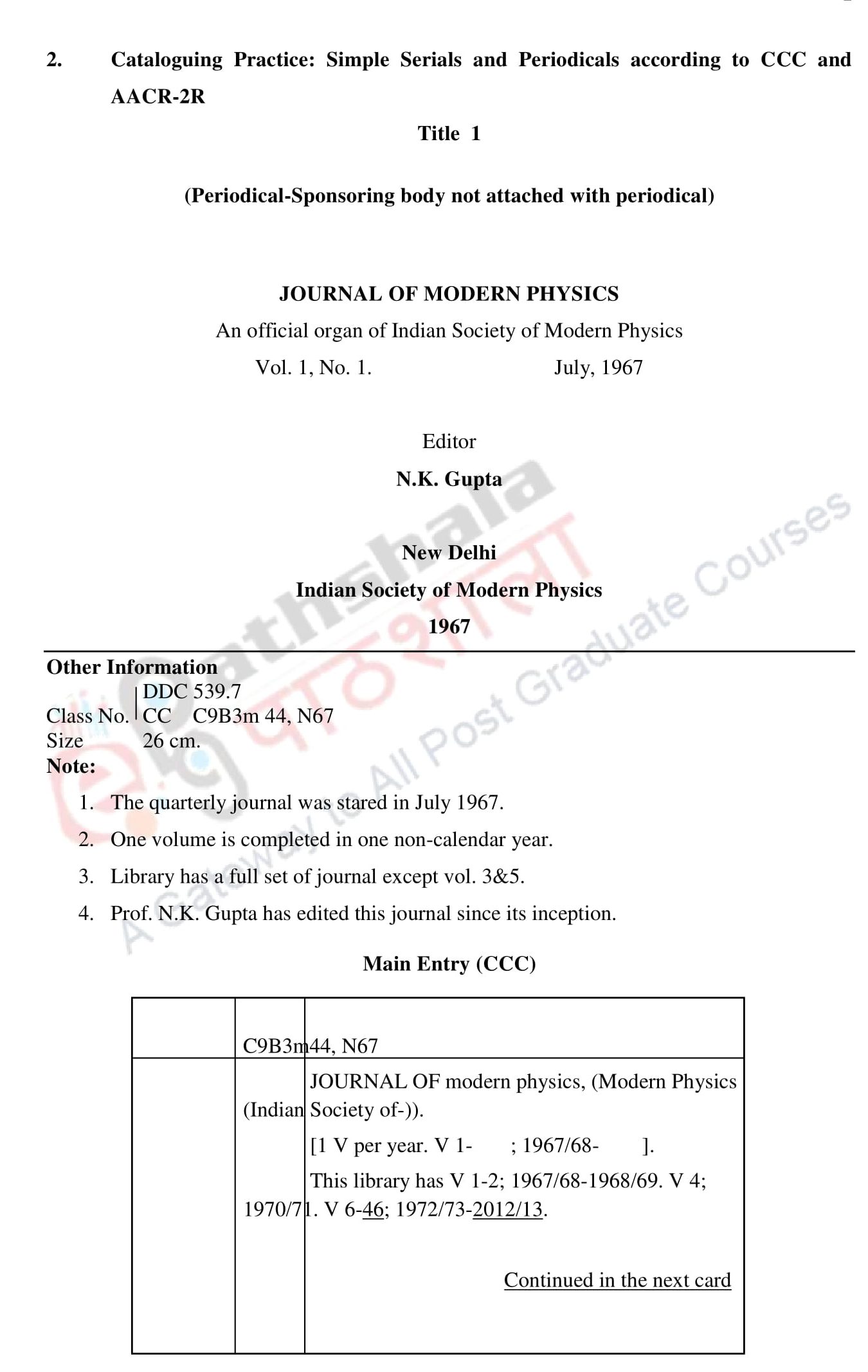 CATALOGUING PRACTICE OF PERIODICAL AND SERIAL PUBLICATIONS IN CCC AND ...