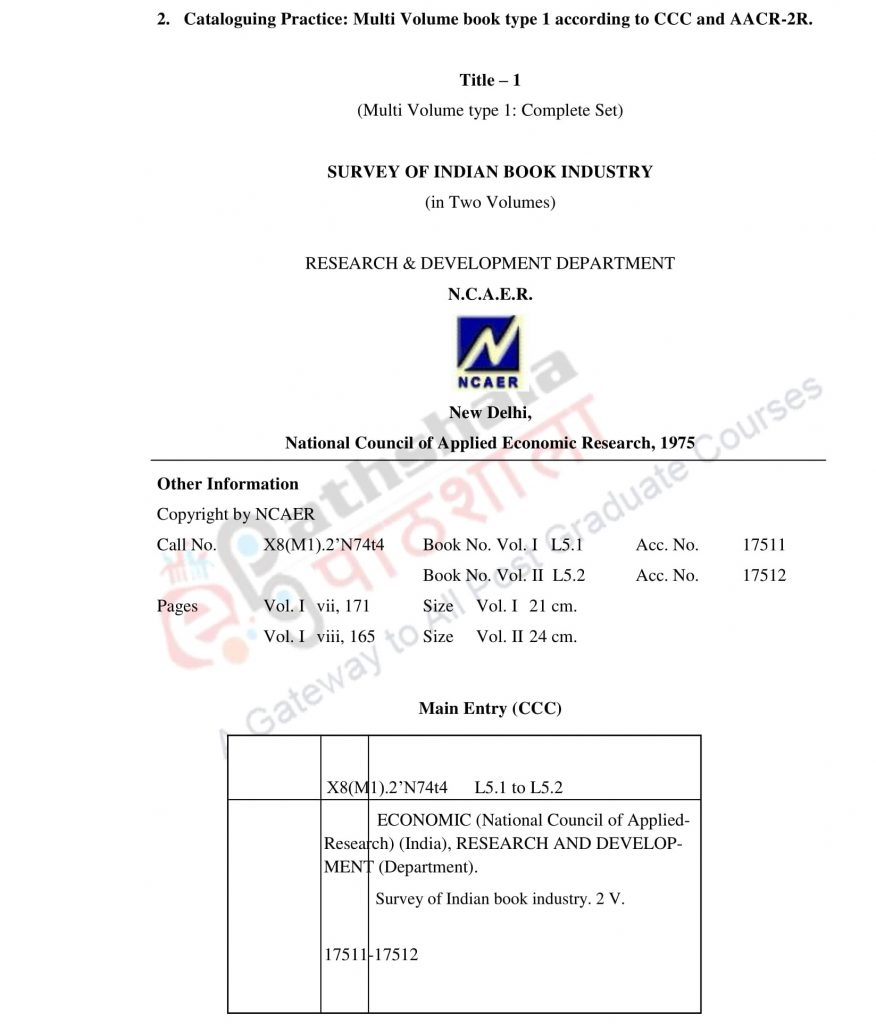 CATALOGUING PRACTICE: MULTI VOLUME BOOK IN CCC AND AACR-2R – Knowledge ...
