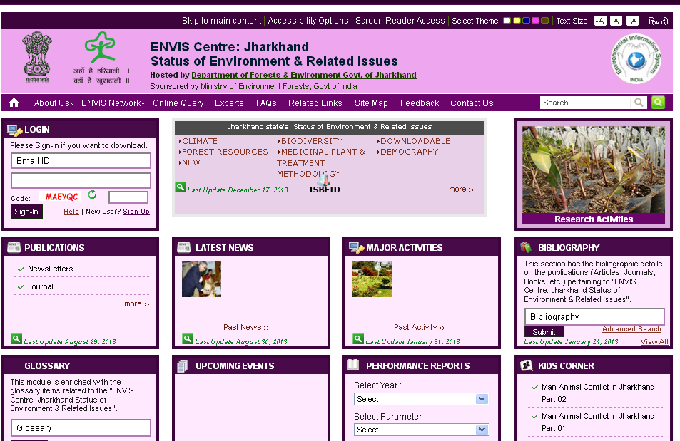 National Information Systems: Services and Products: ENVIS ...