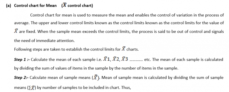 Statistical Process Control Methods: Control Chart for Variables – Operations Management