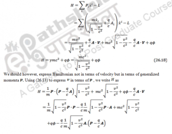 Lagrangian and Hamiltonian of a Relativistic Particle. – Classical Mechanics