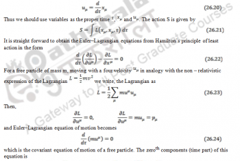 Lagrangian and Hamiltonian of a Relativistic Particle. – Classical Mechanics