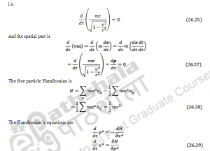 Lagrangian and Hamiltonian of a Relativistic Particle. – Classical Mechanics