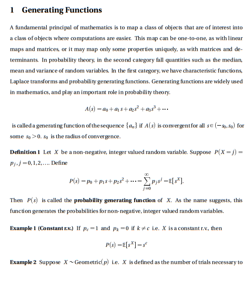 Probability Generating Functions – Probability I