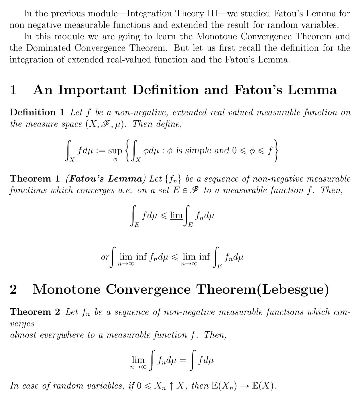 Integration Theory – III – Probability II