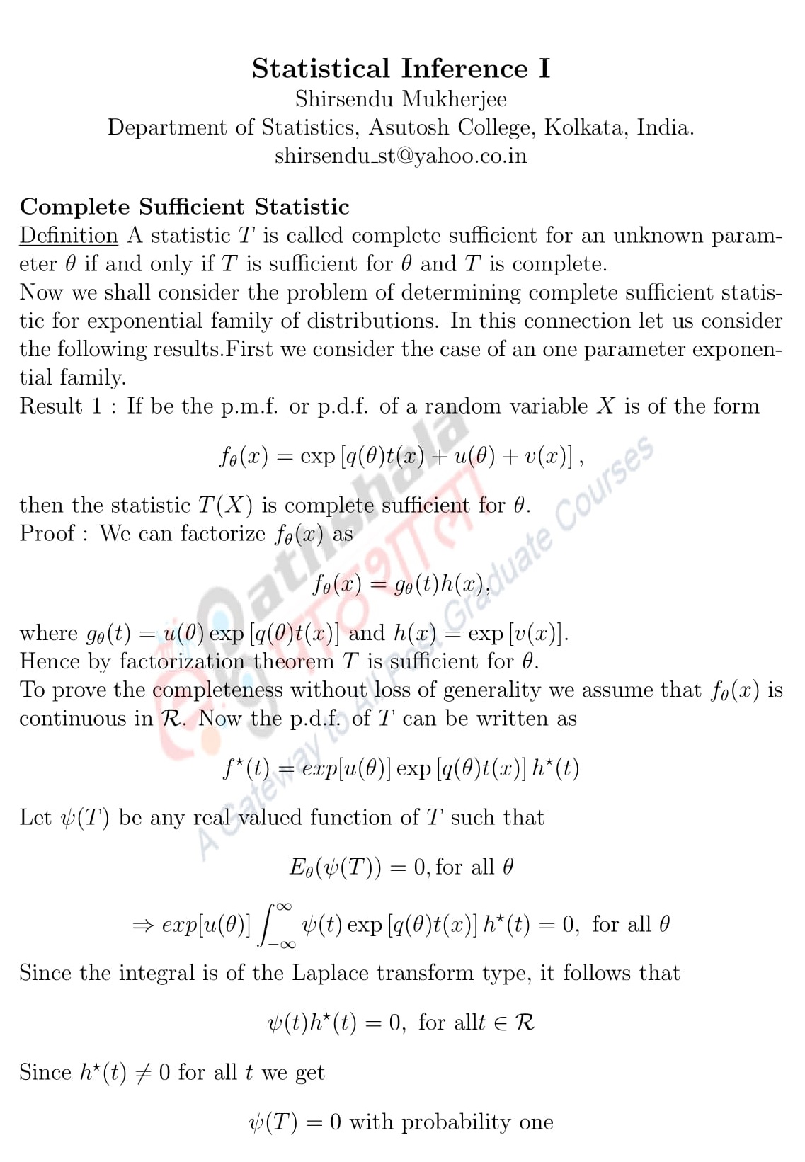 Completeness – Statistical Inference I