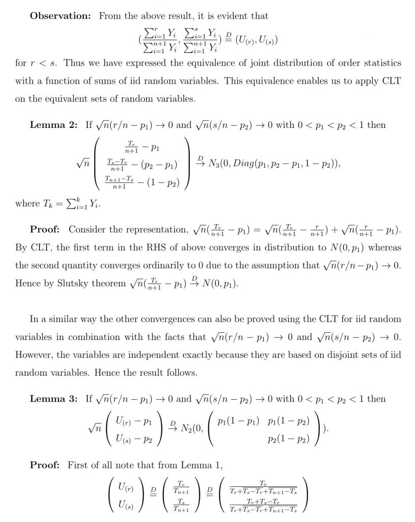 Asymptotic Distribution of Sample Quanties – Statistical Inference II
