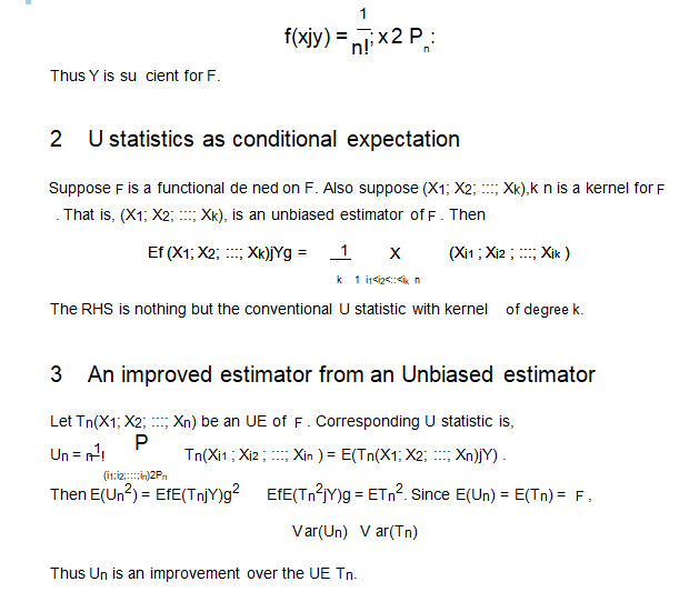 Small Sample Properties of U Statistics – Statistical Inference II