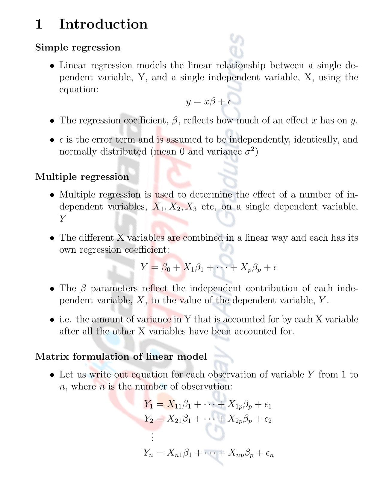 General Linear Model Regression Analysis I