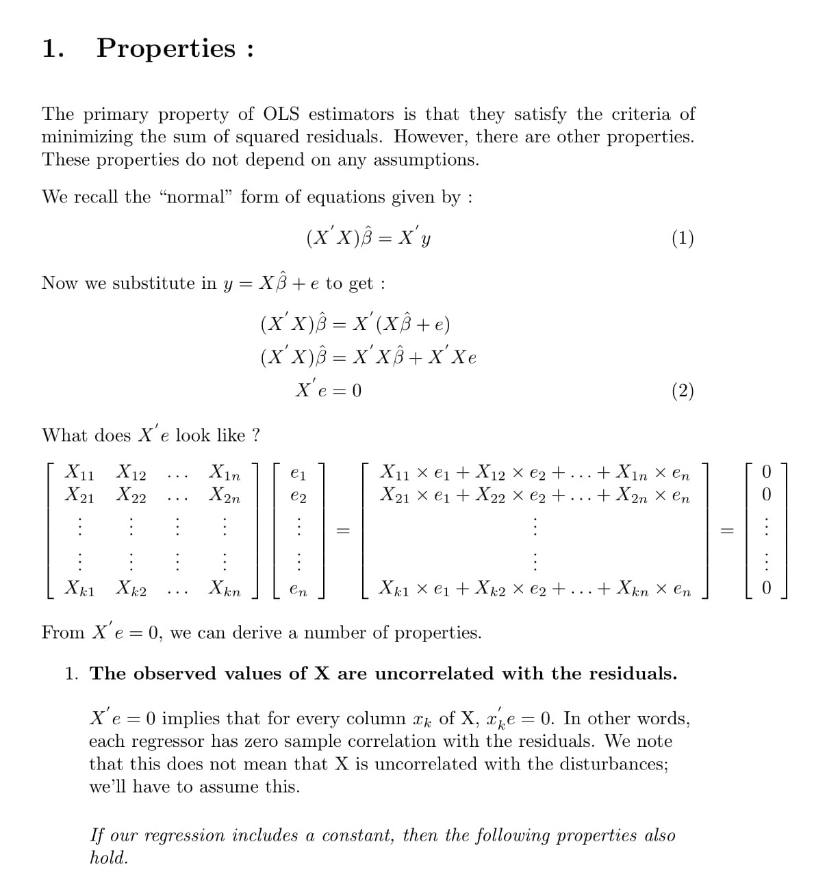 Properties Of Ols Estimators Regression Analysis I