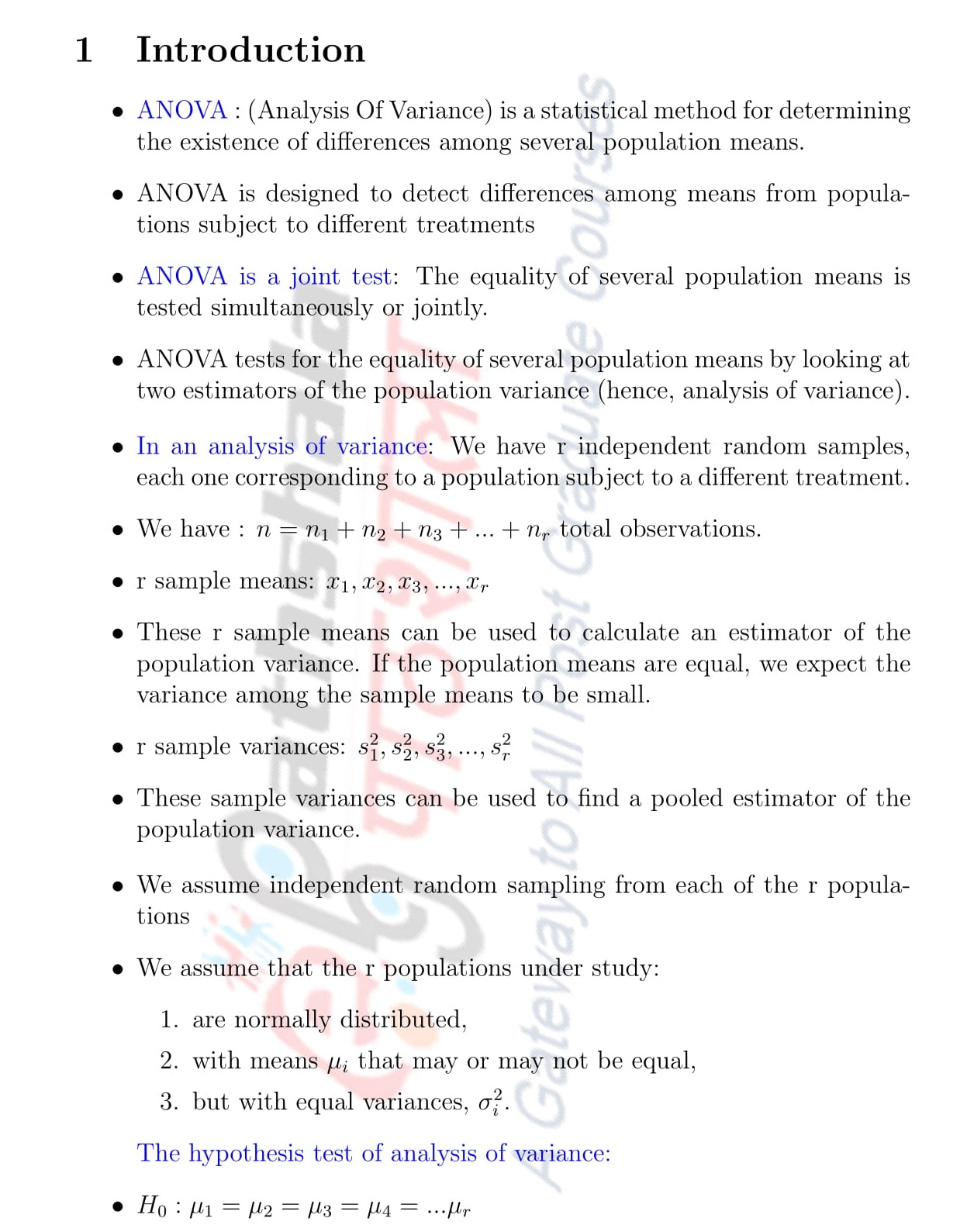 One -Way ANOVA Fixed Effects – Regression Analysis I