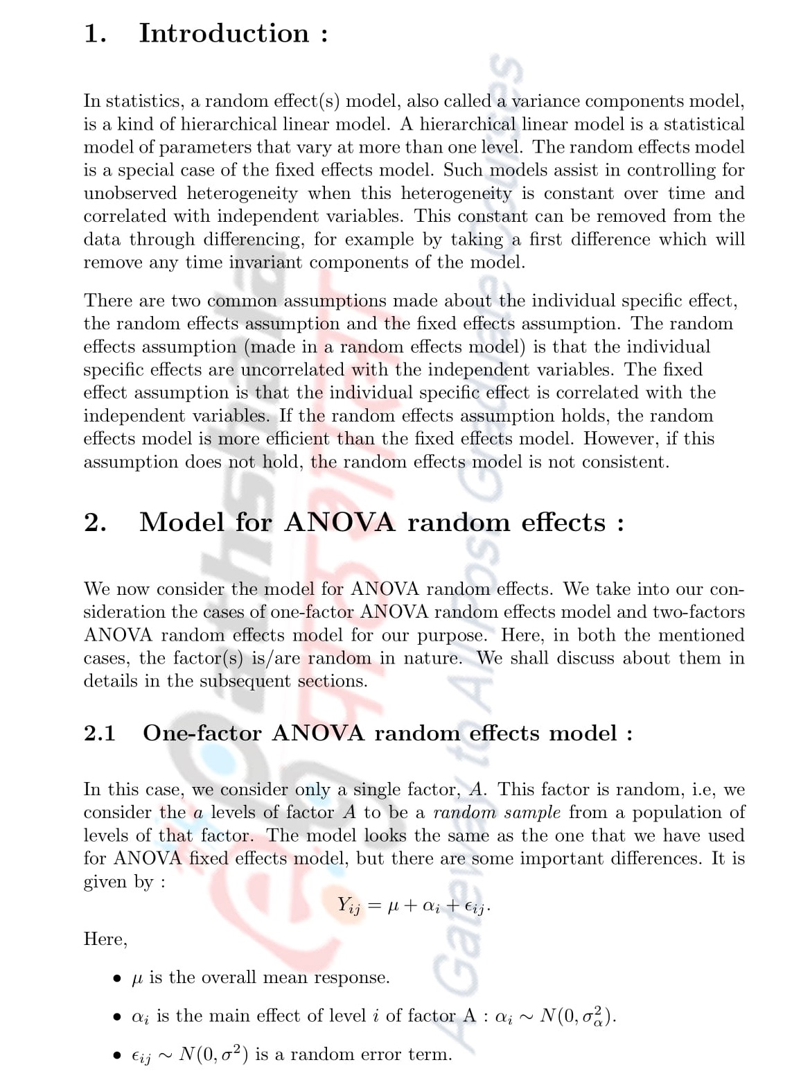 One-Way ANOVA Random Effects – Regression Analysis I