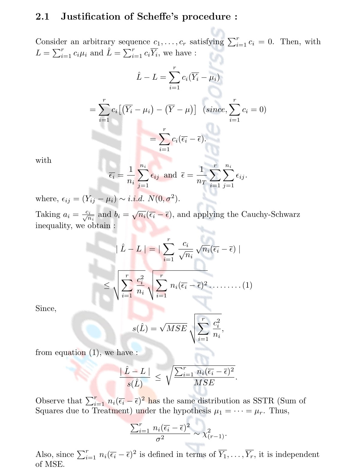 Scheffe’s Method of Multiple Comparison – Regression Analysis I