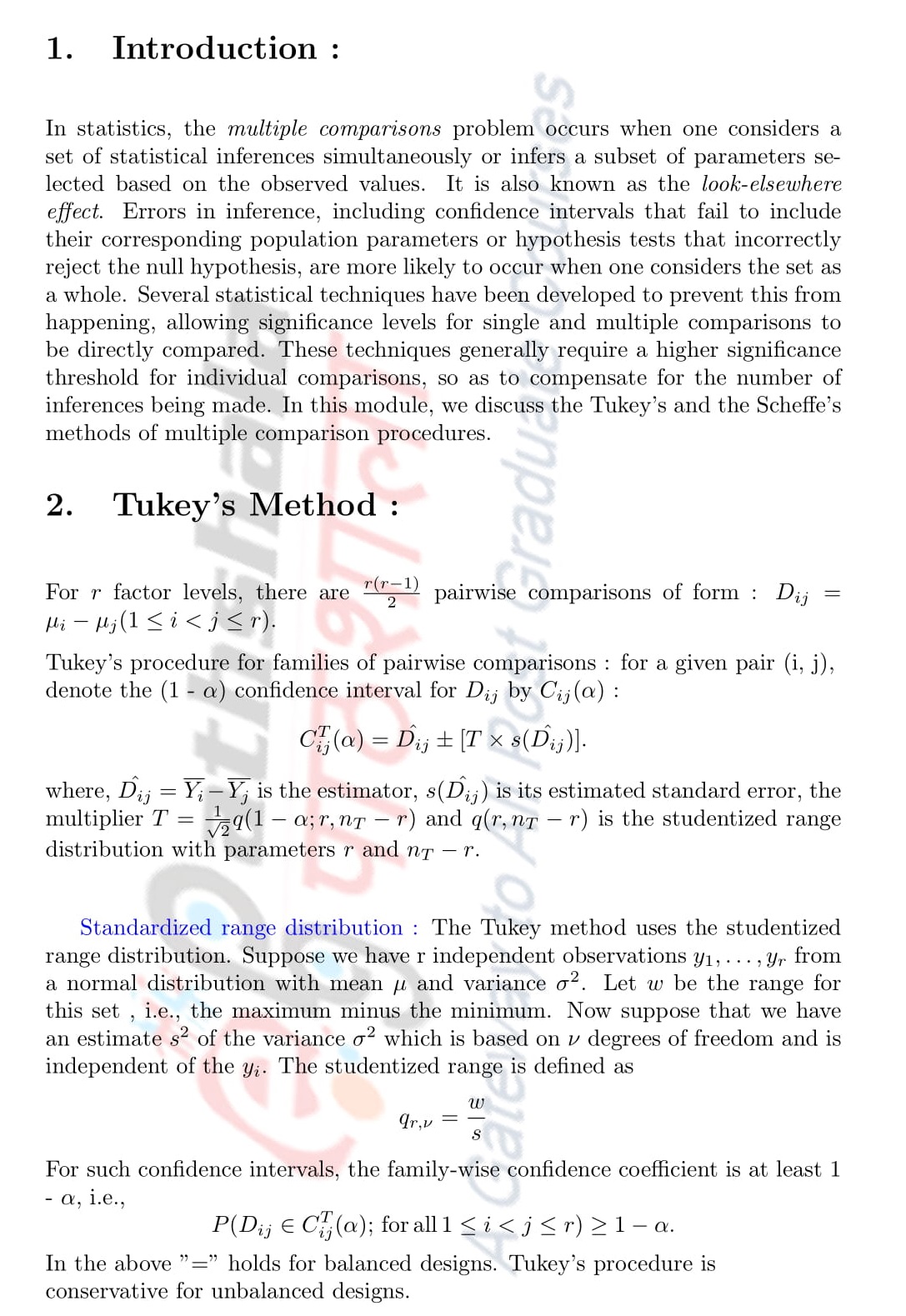 Comparision Scheffe’s and Tukey’s Method of Comparision – Regression Analysis I