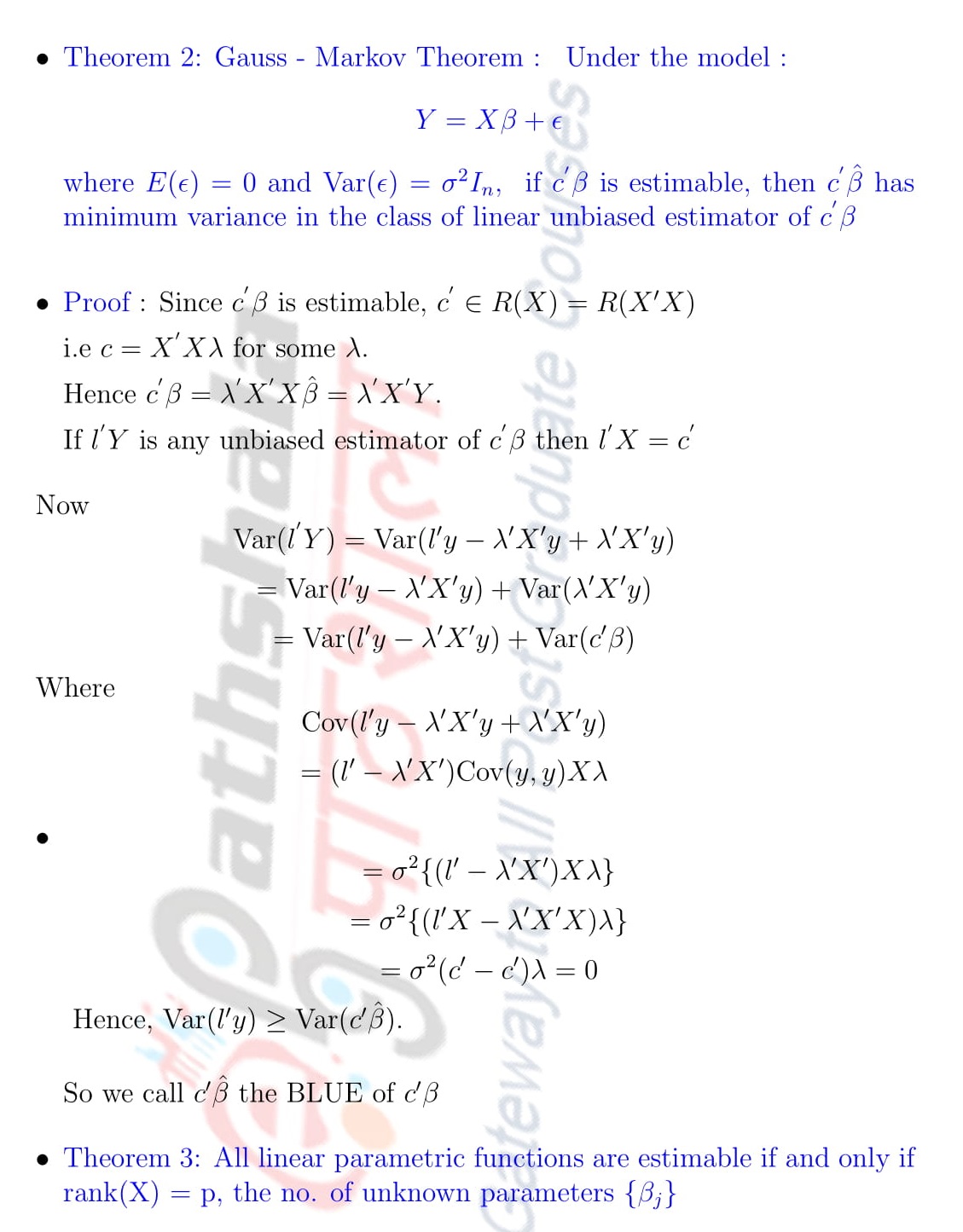 Estimability,Gauss Markov II – Regression Analysis I