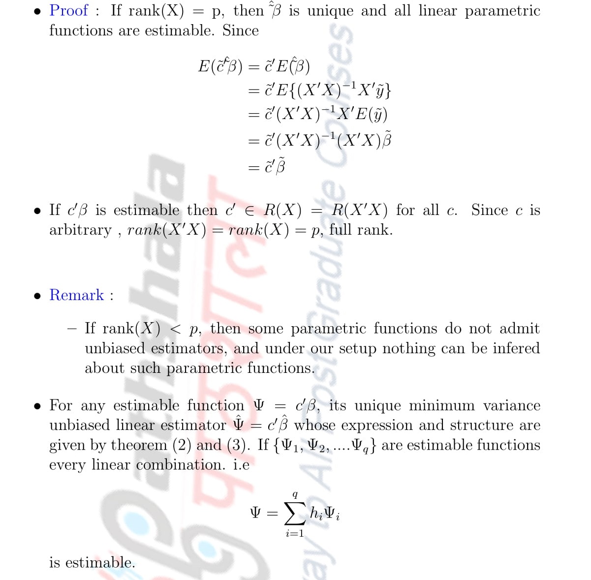 Estimability,Gauss Markov II – Regression Analysis I