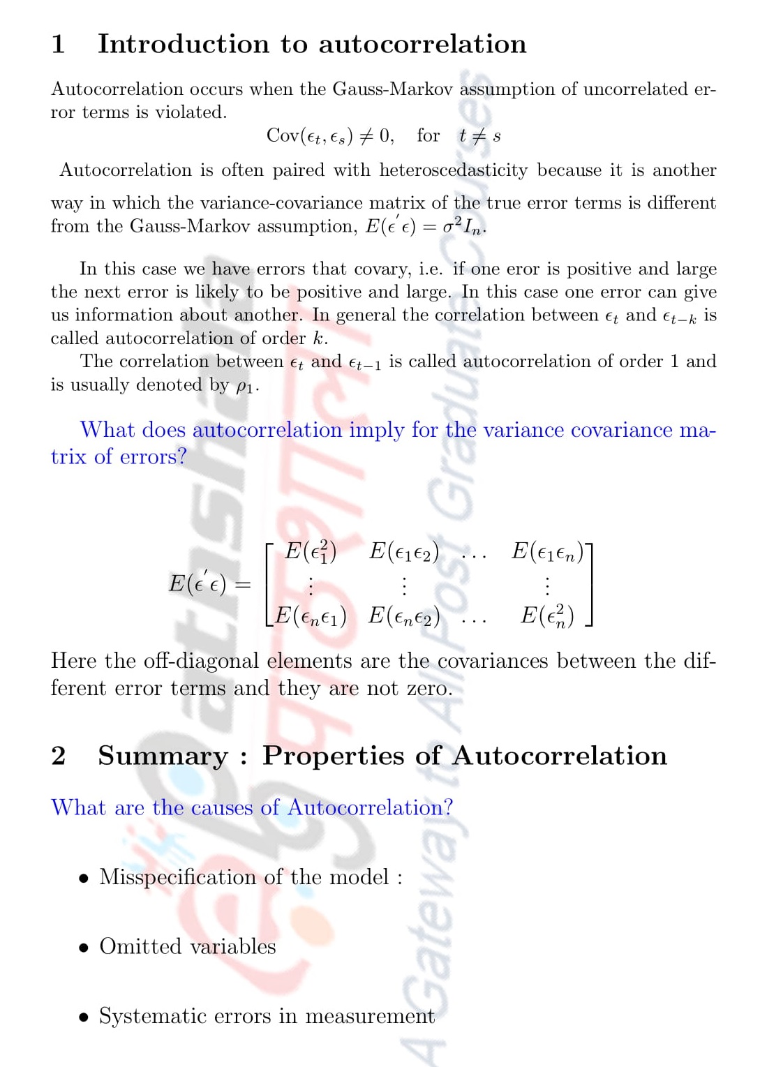 Autocorrelation in Regression I – Regression Analysis II Autocorrelation in Regression I – Regression Analysis II