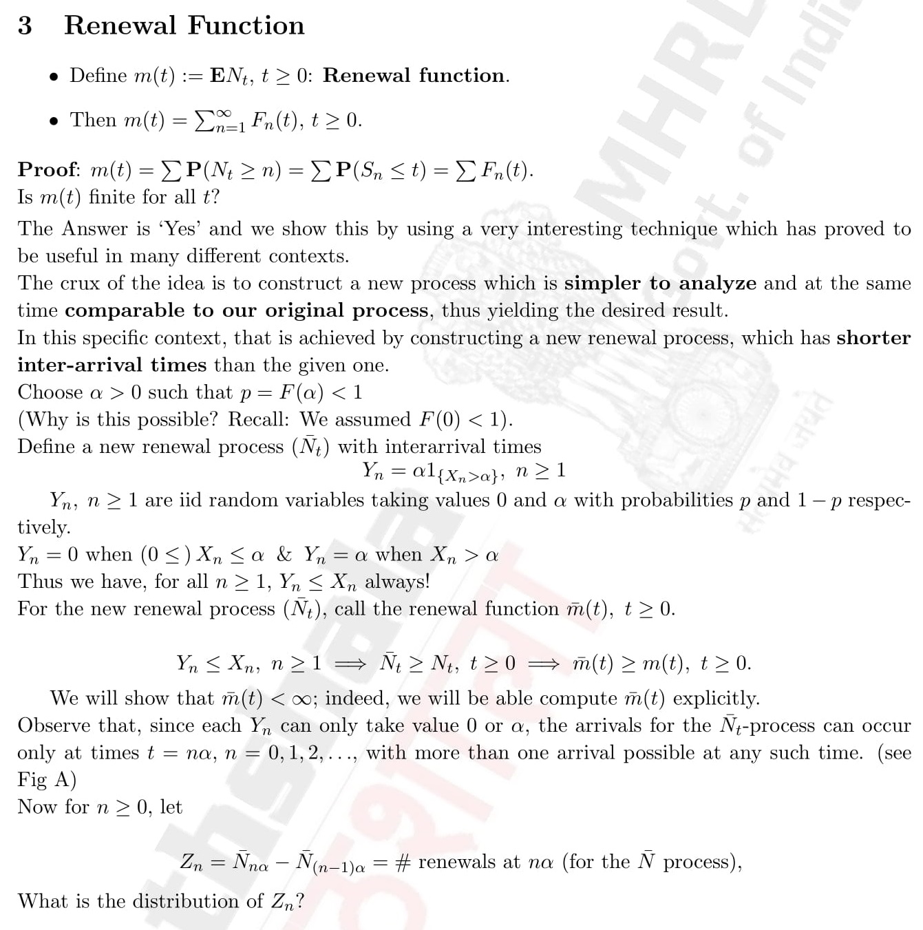 Renewal Process – I – Stochastic processes and time series analysis