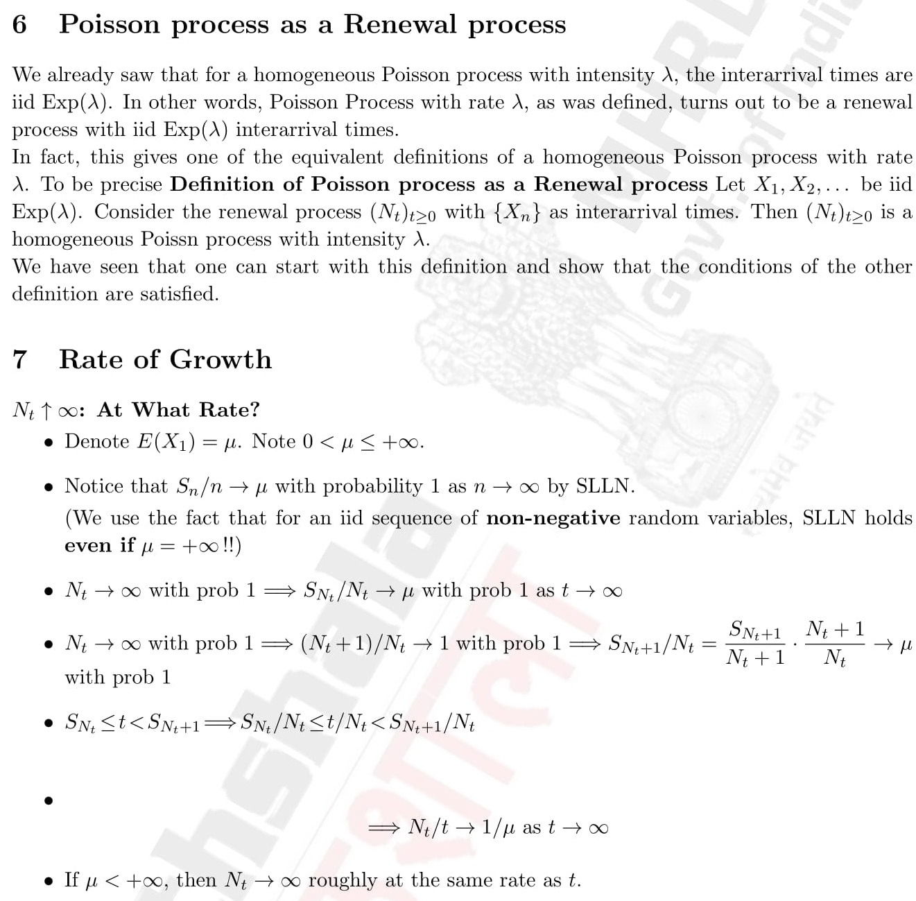 Renewal Process – I – Stochastic processes and time series analysis