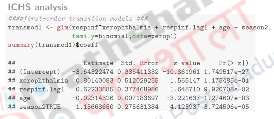 Transition Models for LongitudinalData Analysis – Advanced Data Analysis